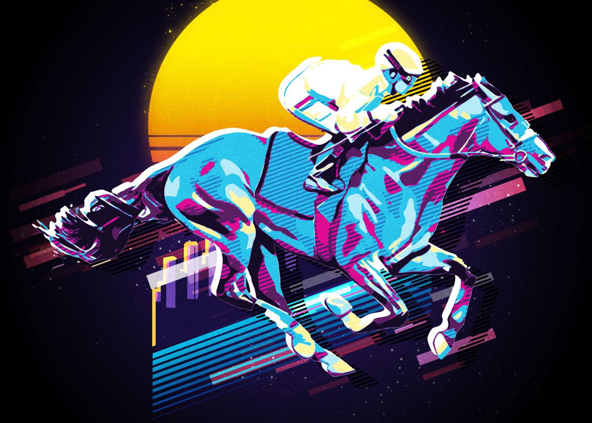 'Horse racing' Poster, picture, metal print, paint by Deleon | Displate