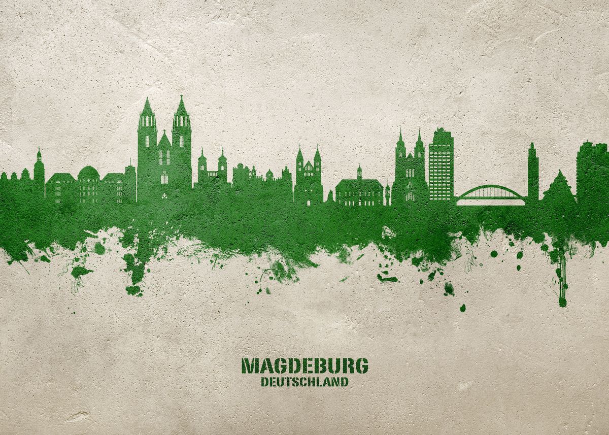 'Magdeburg Skyline' Poster, picture, metal print, paint by Michael ...