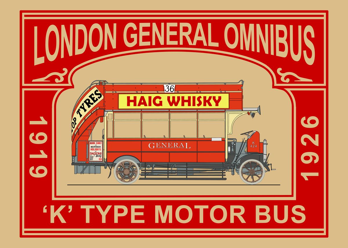'The Vintage London Bus' Poster, picture, metal print, paint by ...