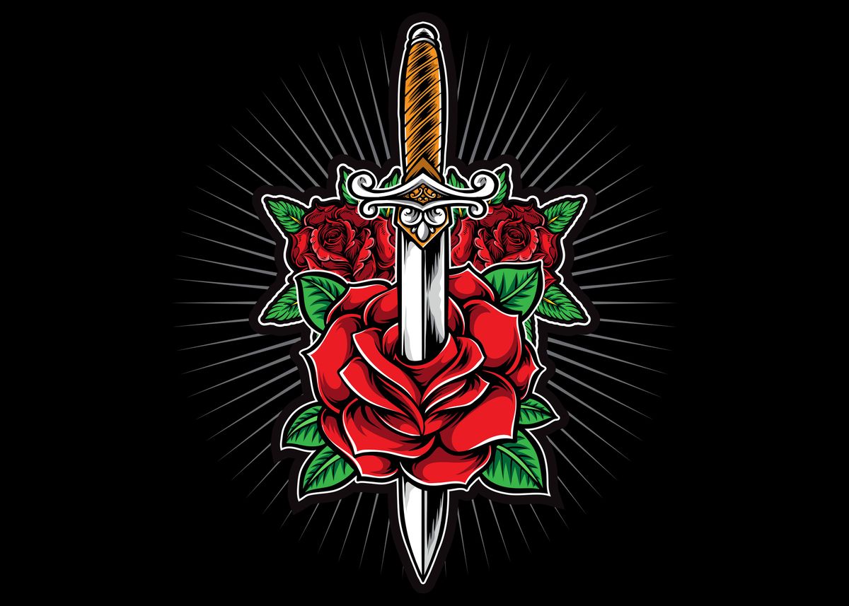 'Dagger rose' Poster, picture, metal print, paint by Ari yanda | Displate