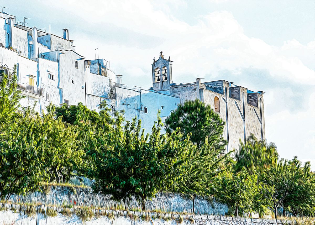 'White village of Ostuni' Poster, picture, metal print, paint by Sergio ...