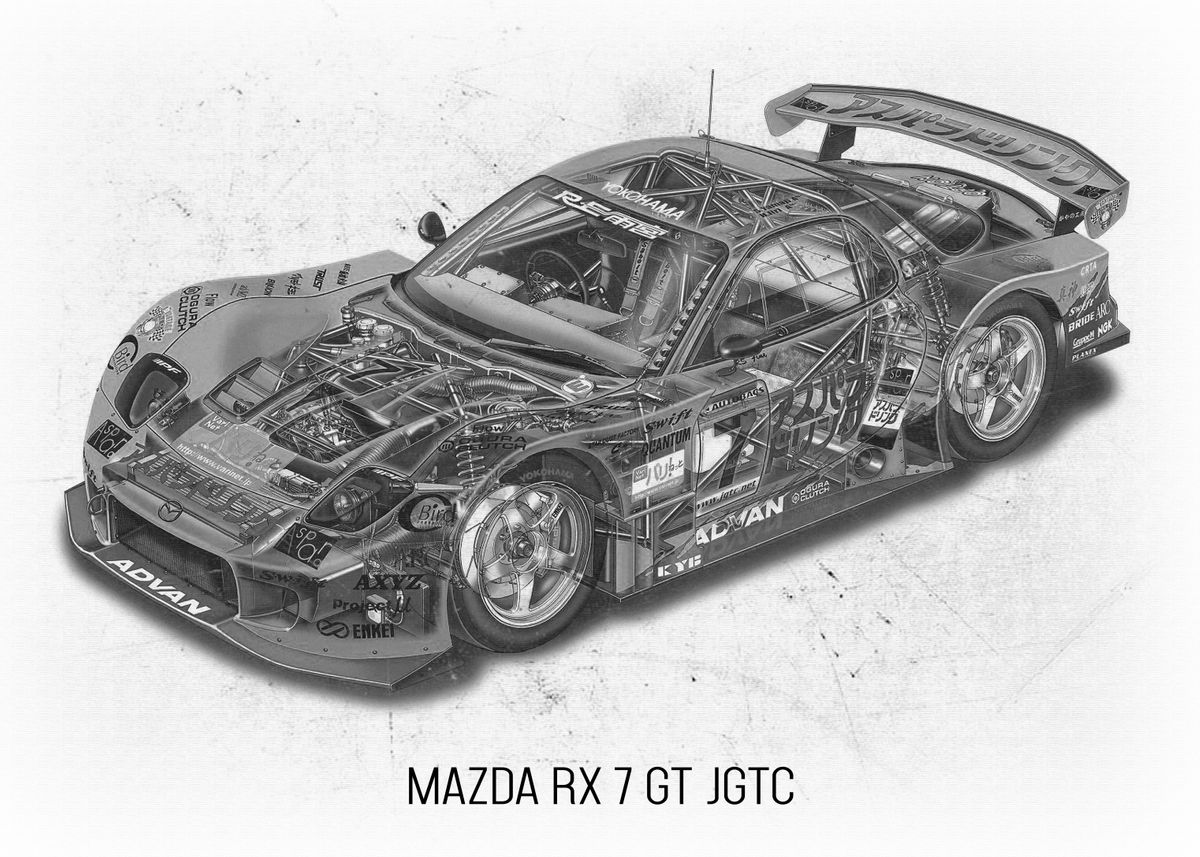 'Mazda RX7 GT JGTC' Poster, picture, metal print, paint by DAVID CARL ...