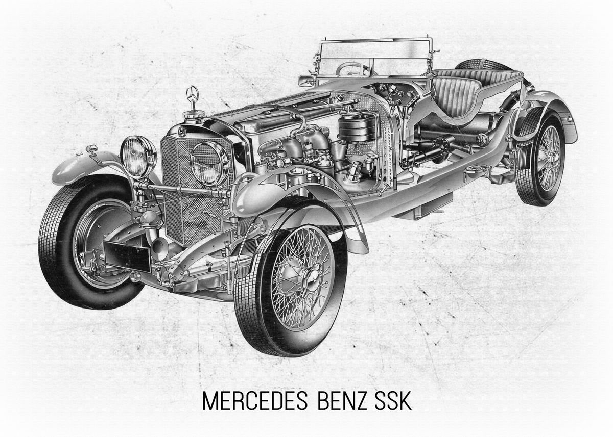 'MercedesBenz SSK' Poster, picture, metal print, paint by DAVID CARL ...