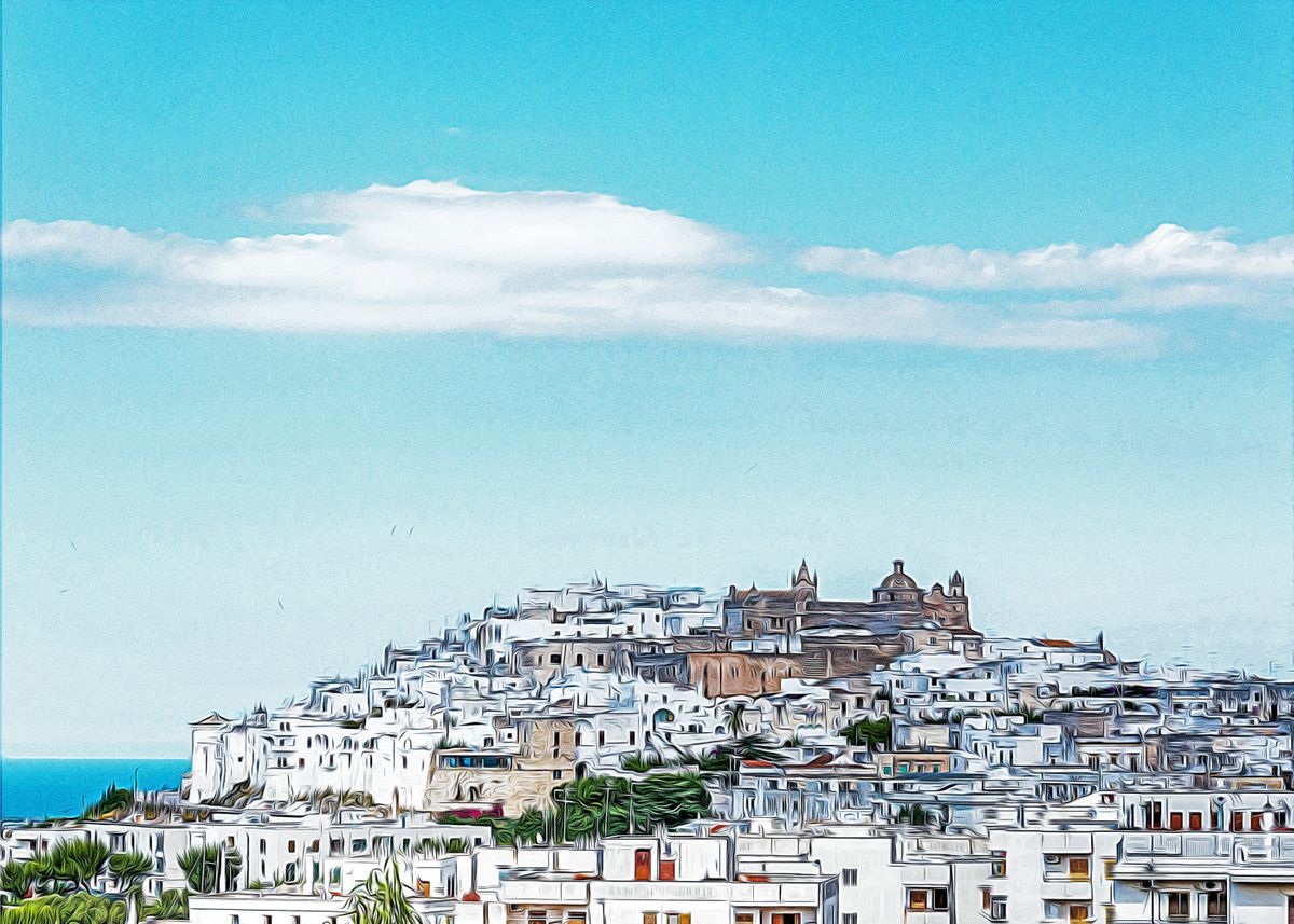 'White village of Ostuni' Poster, picture, metal print, paint by Sergio ...
