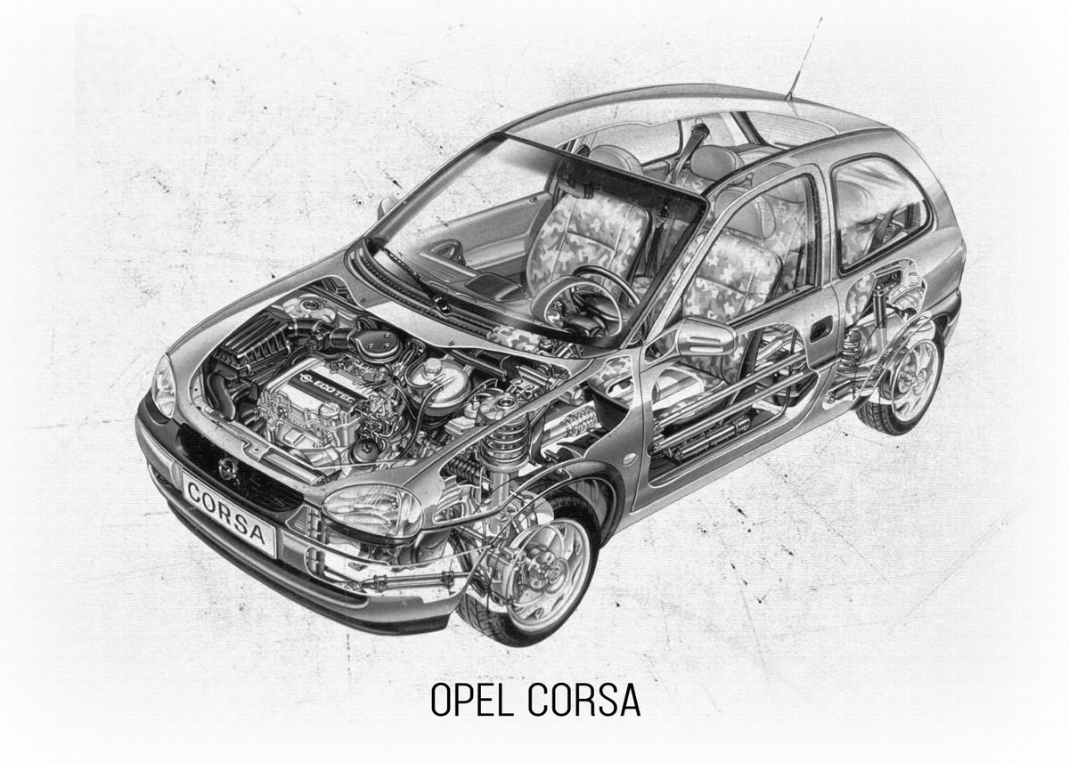 'Opel Corsa C' Poster, picture, metal print, paint by DAVID CARL PLATES ...