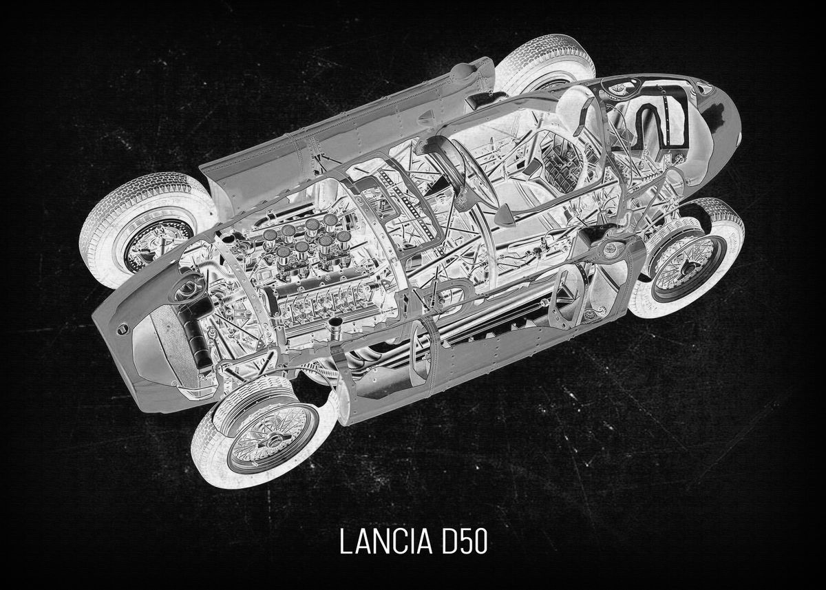'Lancia D50' Poster, picture, metal print, paint by JAT DESIGNS | Displate