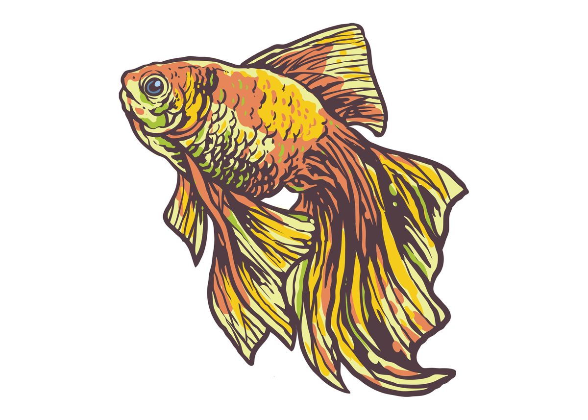 'Cute golden fish' Poster, picture, metal print, paint by Ari yanda ...