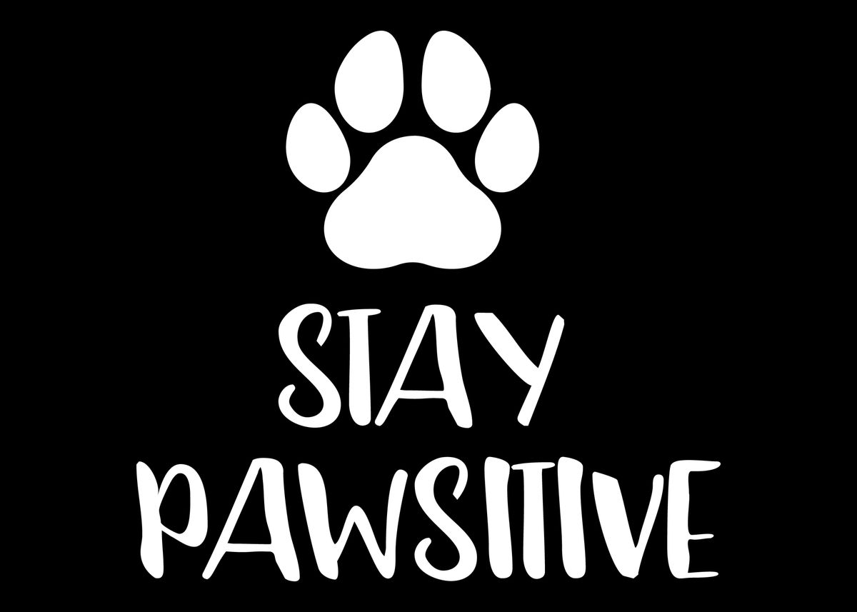 'Stay Pawsitive' Poster, picture, metal print, paint by Stefanie ...