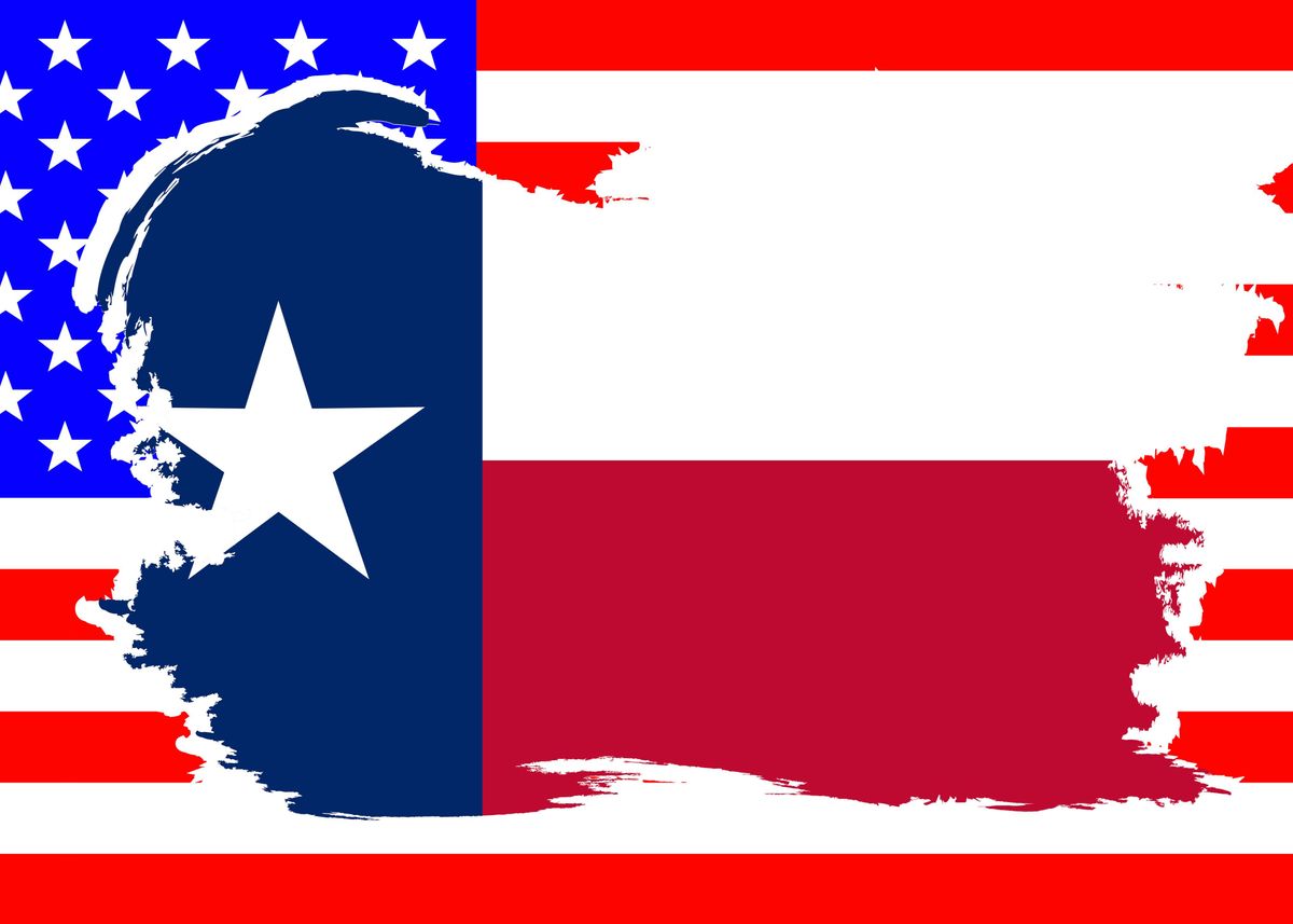 'Texas Flag inside USA Flag' Poster, picture, metal print, paint by ...