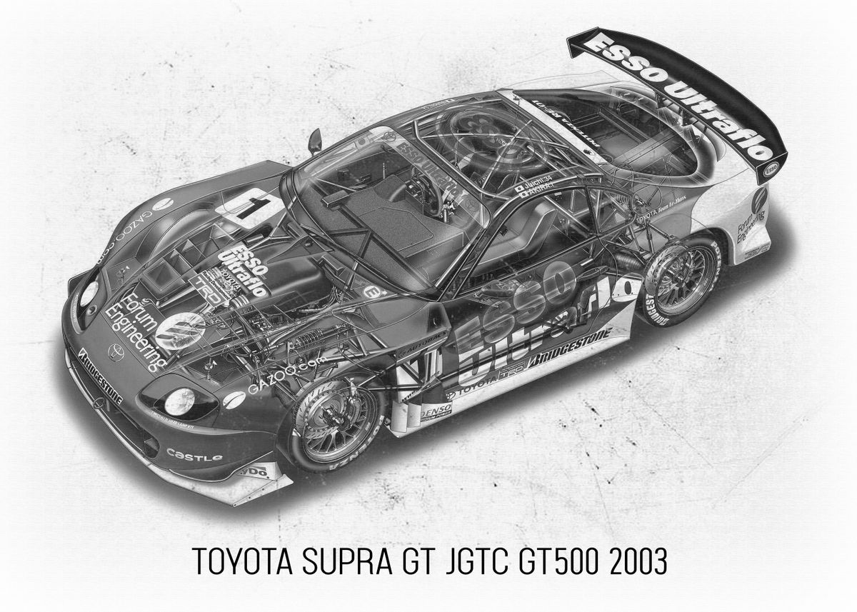 'Toyota Supra GT JGTC GT500' Poster, picture, metal print, paint by ...