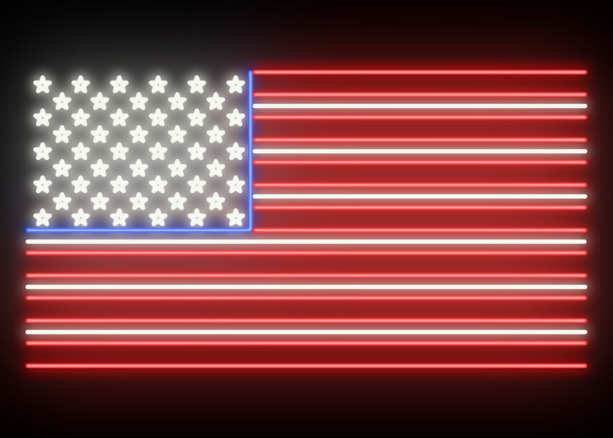 'Old Glory Neon Sign' Poster, picture, metal print, paint by Josh B ...