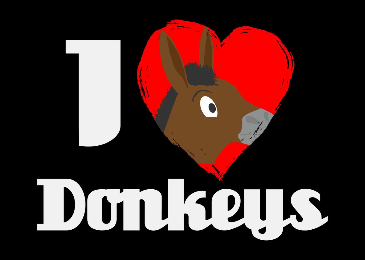 'I Love Donkeys Mule Donkey' Poster, picture, metal print, paint by ...
