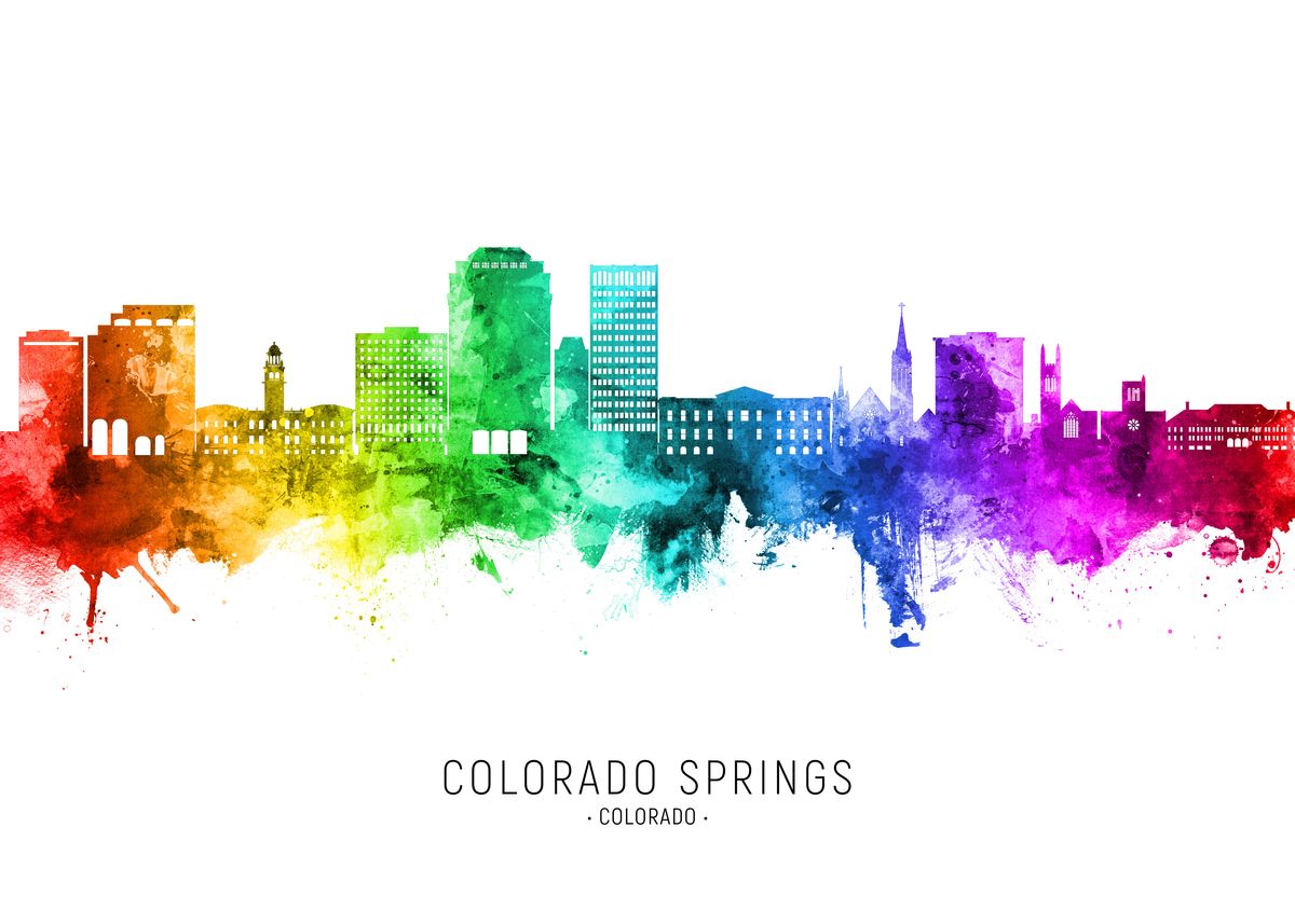 'Colorado Springs Skyline' Poster by Michael Tompsett | Displate