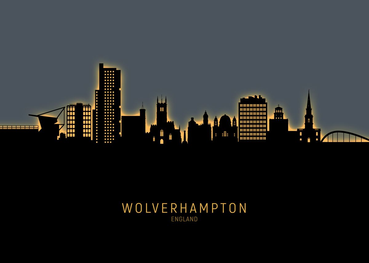 'Wolverhampton Skyline' Poster, picture, metal print, paint by Michael ...