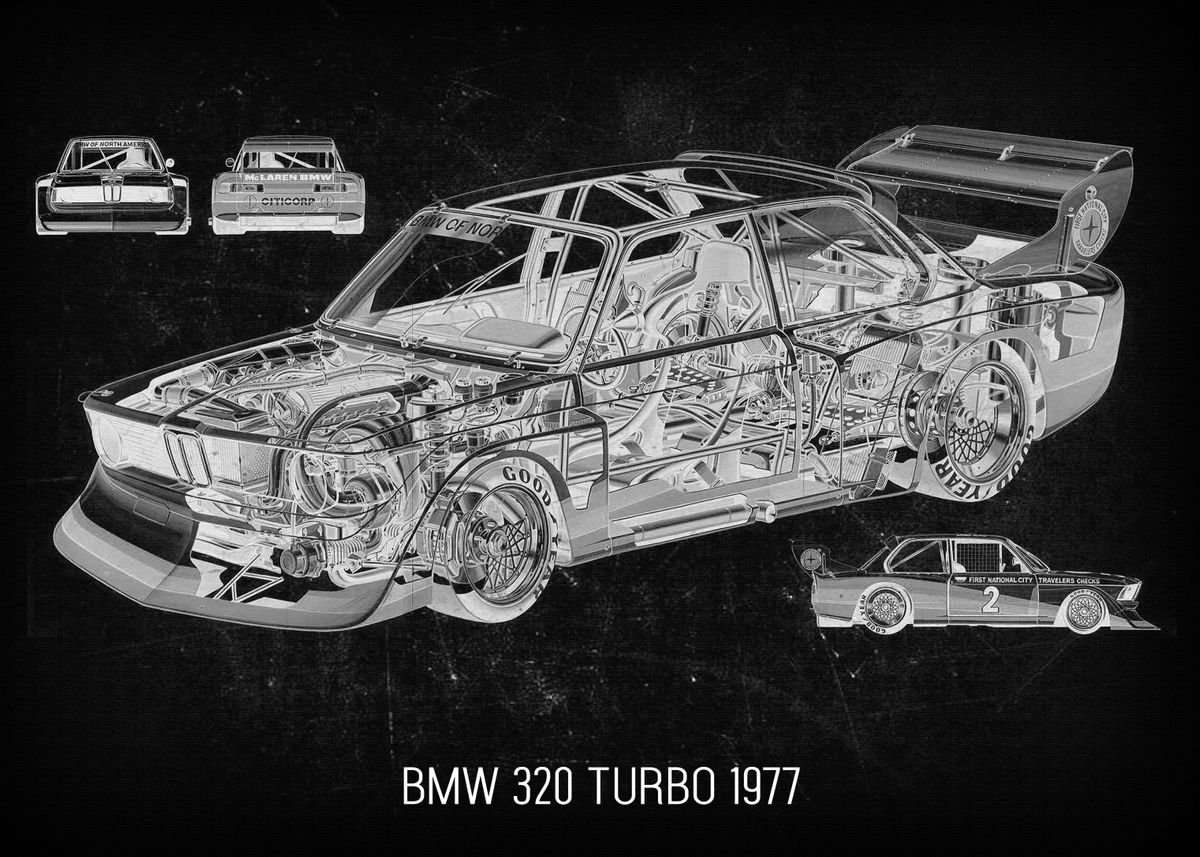 'BMW 320 Turbo 1977' Poster, picture, metal print, paint by JAT DESIGNS ...