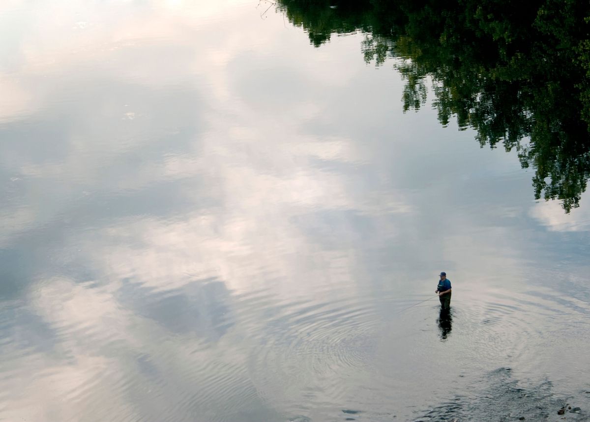 'Active Alone Angler Anglin' Poster, picture, metal print, paint by ...