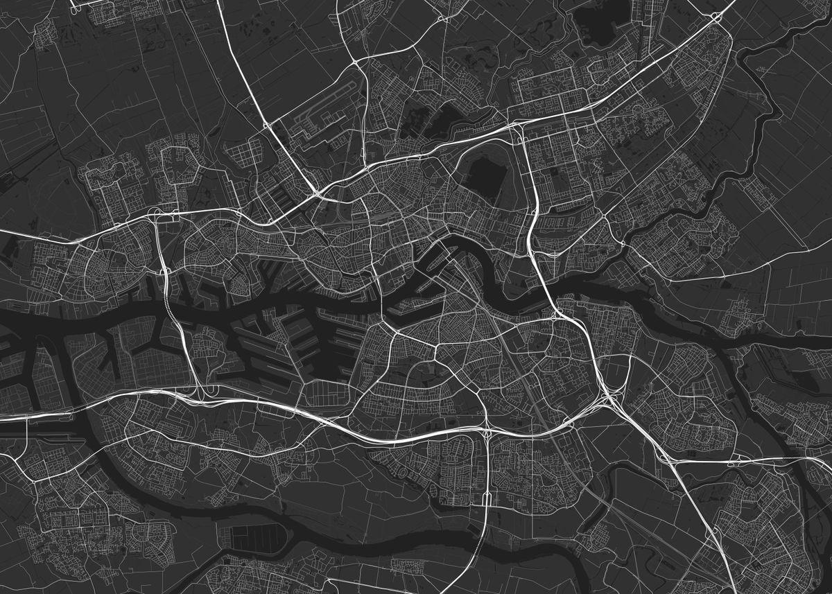 'Rotterdam Netherlands Map' Poster by GraphicalMaps | Displate