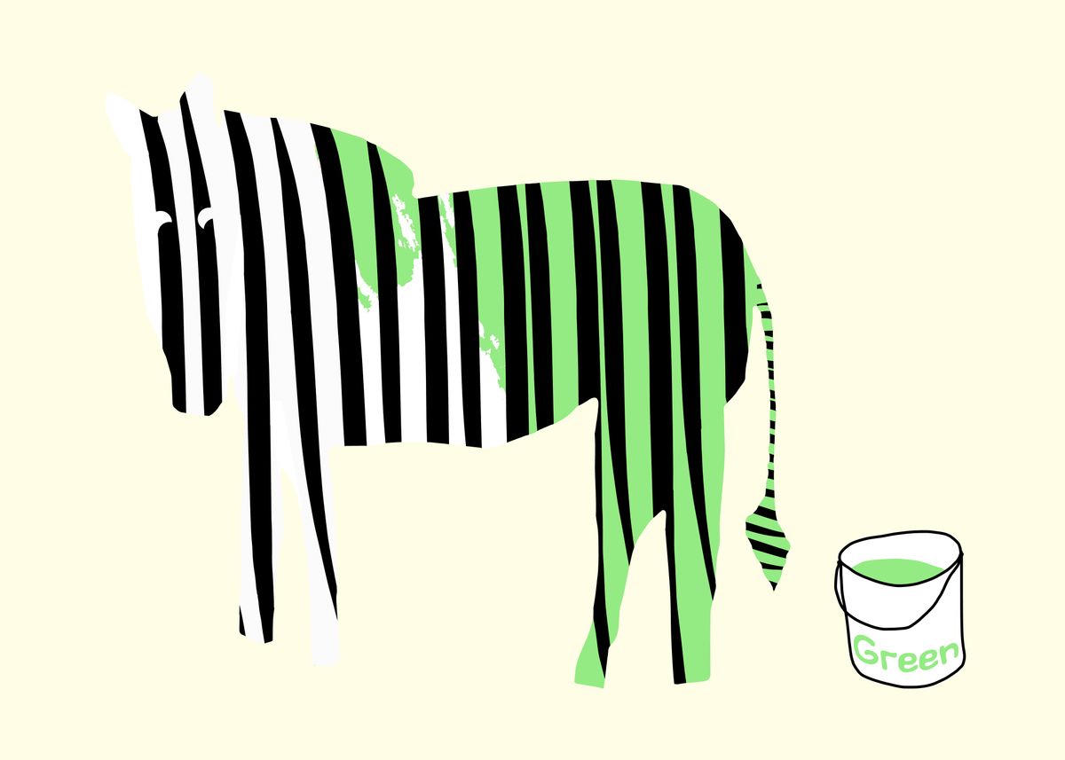'Zebra colored in green' Poster, picture, metal print, paint by Natalia ...