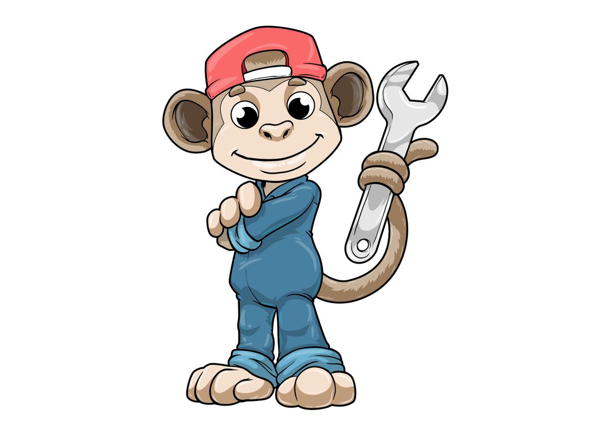 'Monkey Mechanic Tools' Poster, picture, metal print, paint by Markus ...