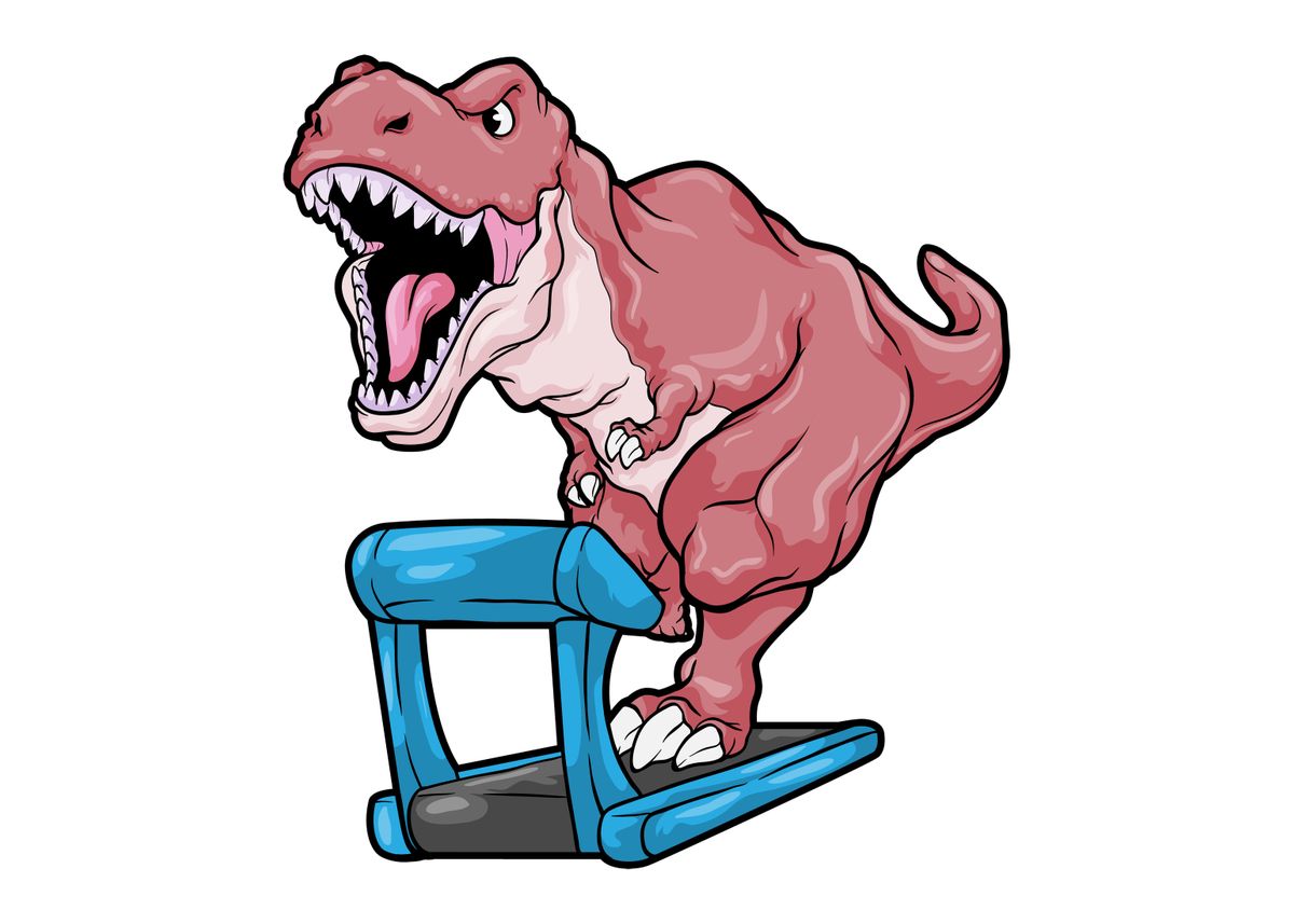 'Dinosaur Jogging Treadmill' Poster, picture, metal print, paint by ...