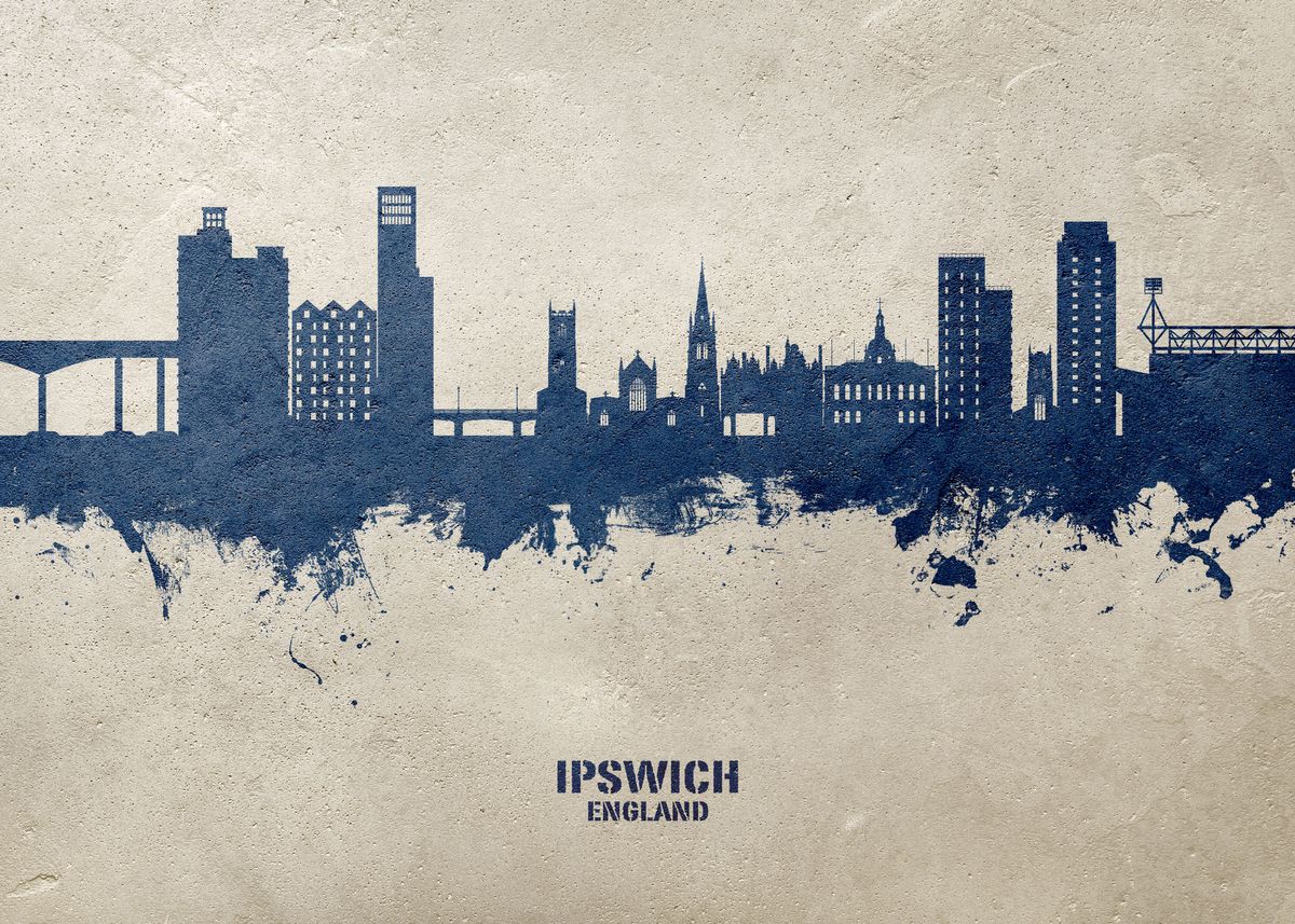 'Ipswich Skyline England' Poster, picture, metal print, paint by ...