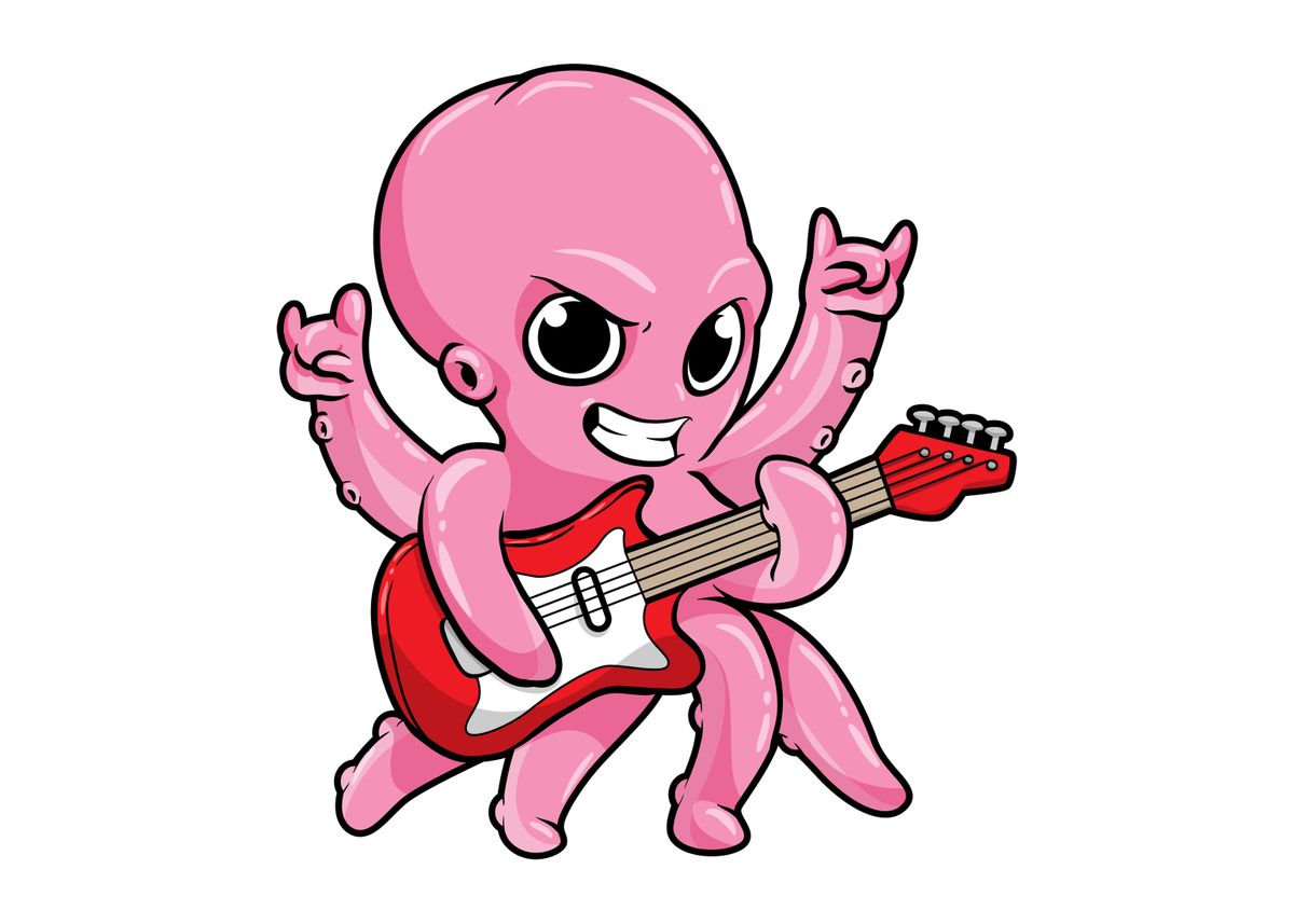 'Octopus Rock star Guitar' Poster by Markus Schnabel | Displate