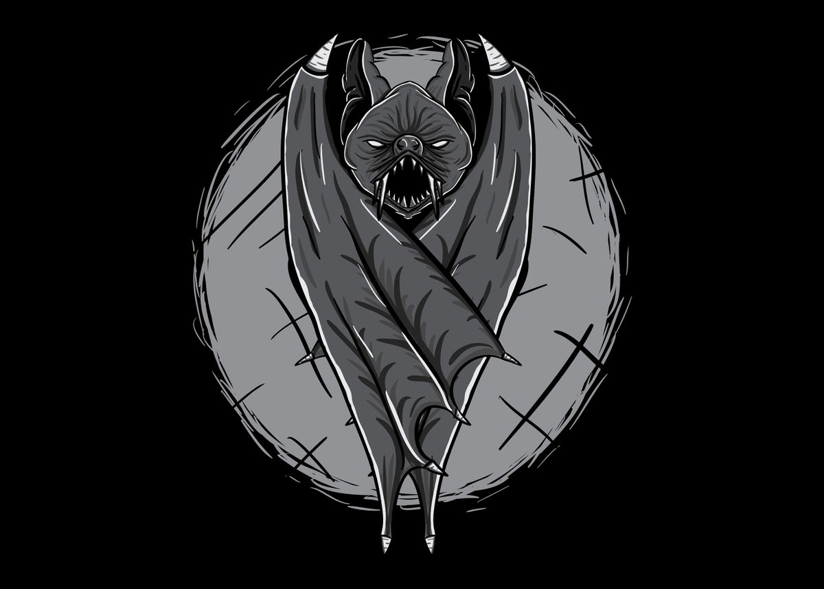 'Bats monster detailed illu' Poster, picture, metal print, paint by Ari ...