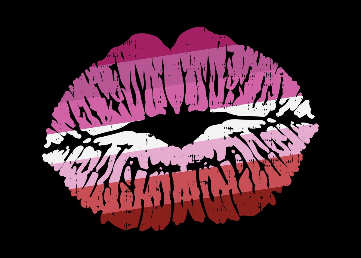 'Lesbian Pride Lips Kiss' Poster, picture, metal print, paint by ...