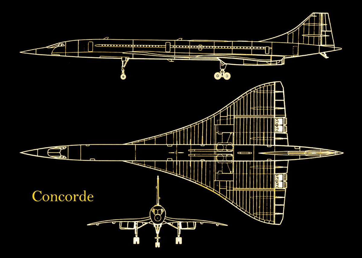 'Concorde Blueprint gold' Poster by B & W Arts | Displate