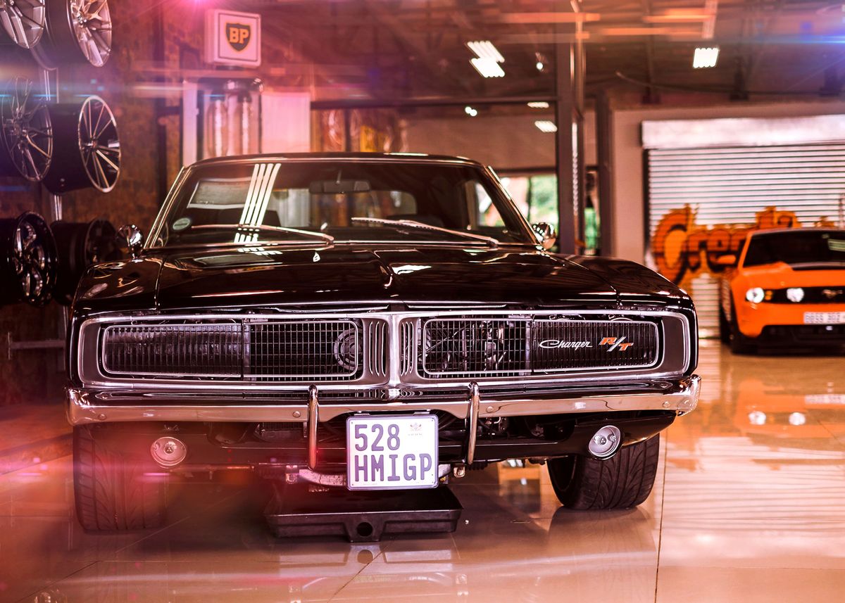 'Car Classic Vintage Garge' Poster, picture, metal print, paint by Jeff ...