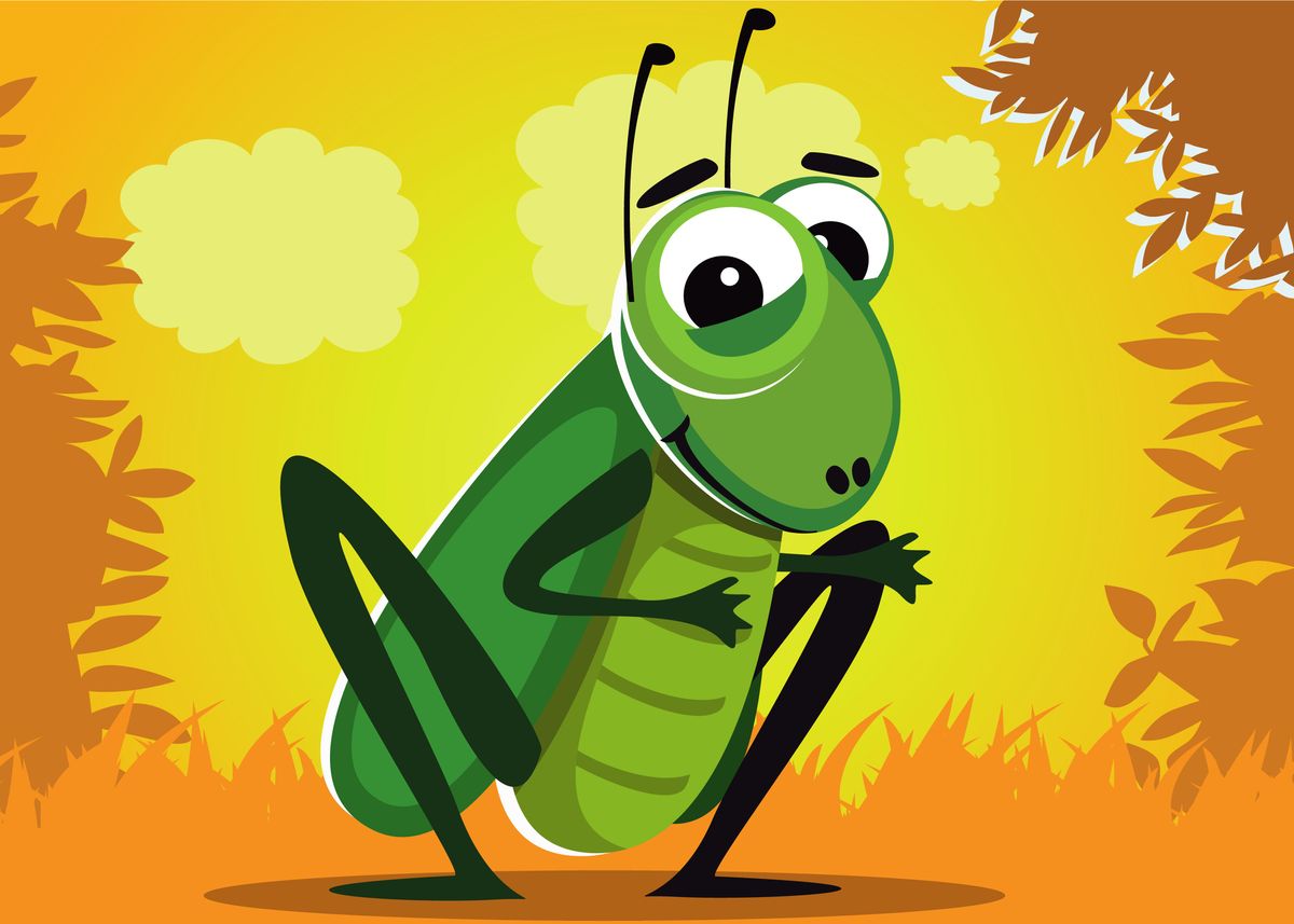 'Cute Comic Grasshopper' Poster, picture, metal print, paint by ZXNE ...