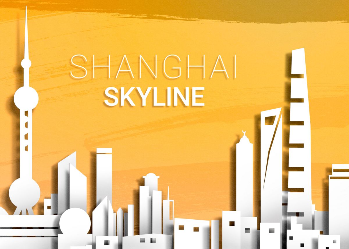 'Paper Cut Shanghai Skyline' Poster, picture, metal print, paint by ...