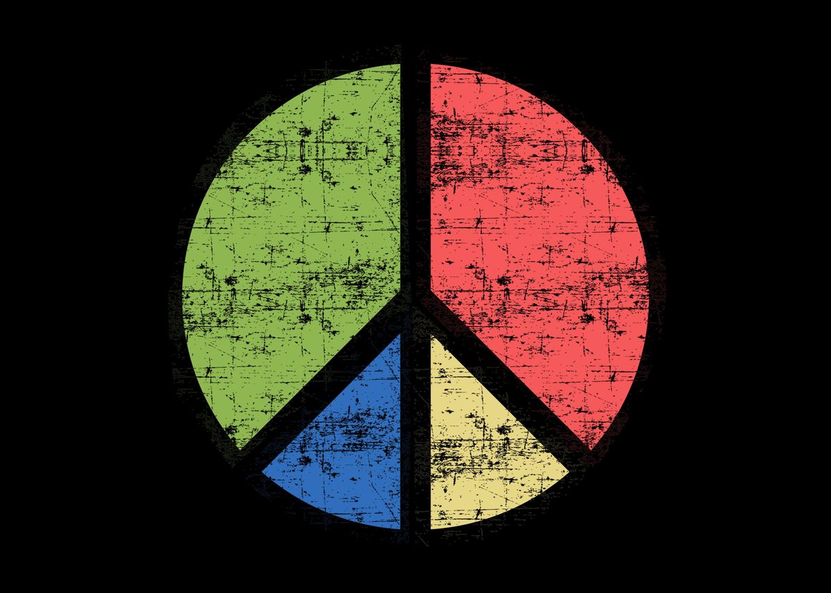 'Retro Inverse Peace Sign H' Poster, picture, metal print, paint by ...