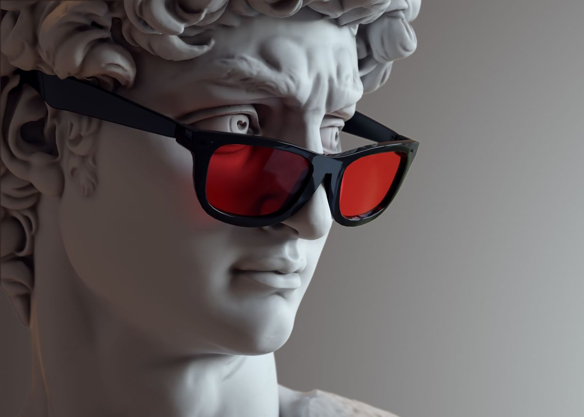 'Bust of David with glasses' Poster, picture, metal print, paint by ...