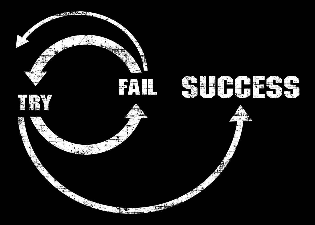 'Try Fail Success and Repea' Poster, picture, metal print, paint by ...