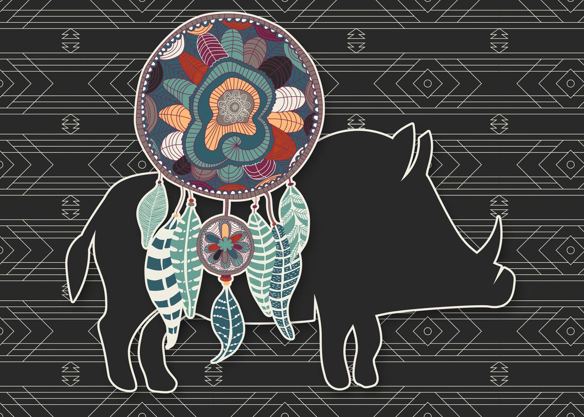 'Wild Boar Spirit Animal' Poster, picture, metal print, paint by Doreen ...