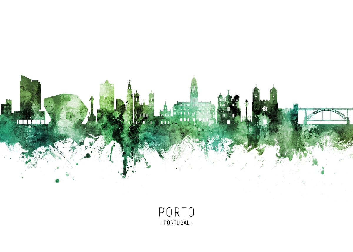 'Porto Skyline Portugal' Poster by Michael Tompsett | Displate