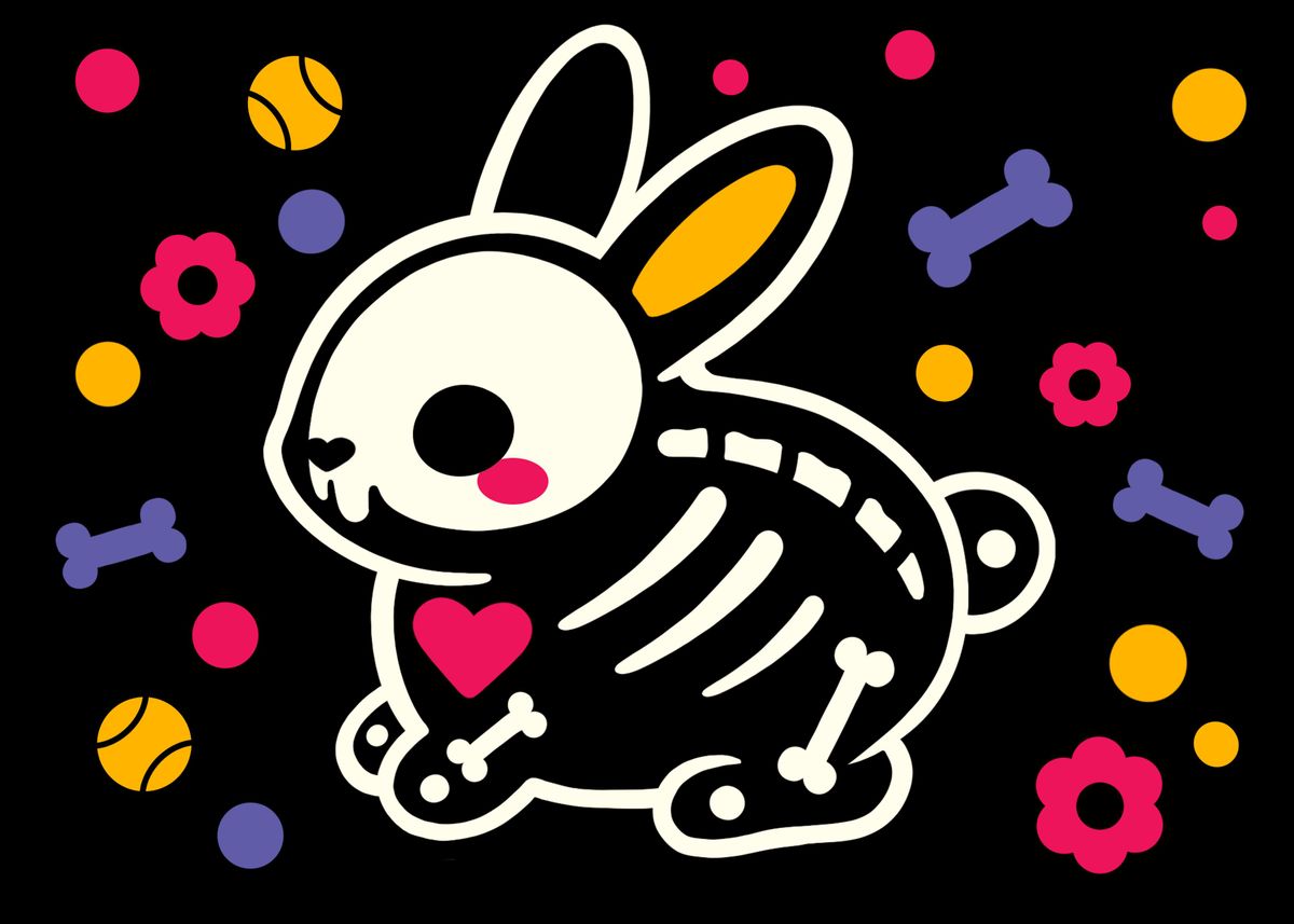 'bunny skeletons' Poster, picture, metal print, paint by NemiMakeit ...