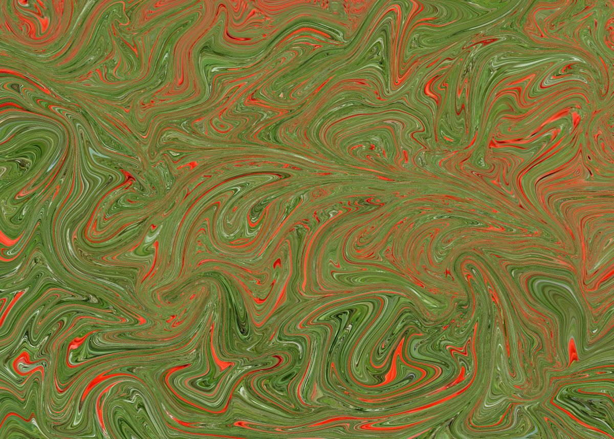 'Abtract in green and red' Poster, picture, metal print, paint by ...