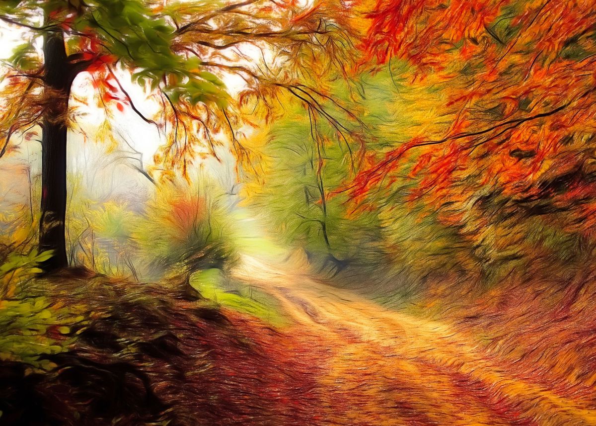 'Autumn Path' Poster, picture, metal print, paint by Armstrong | Displate