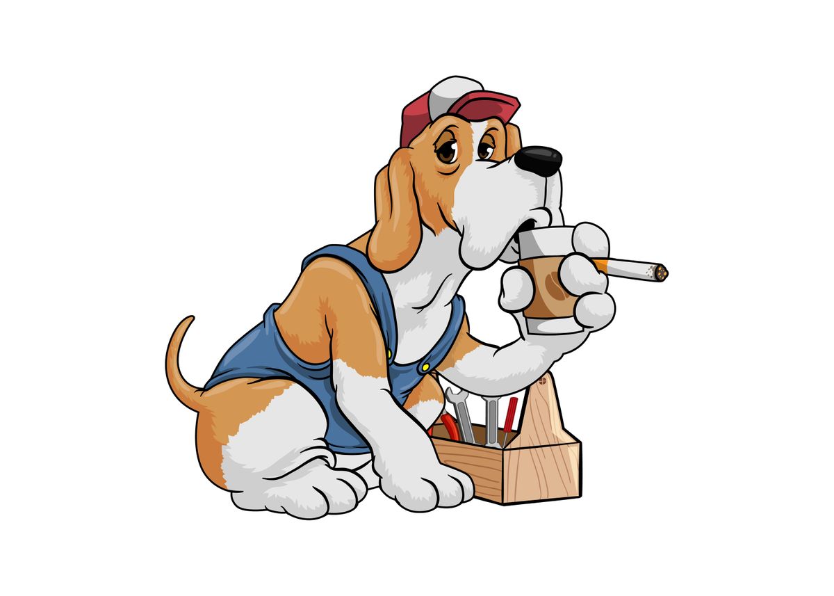 'Dog Mechanic Tool box Tool' Poster, picture, metal print, paint by ...