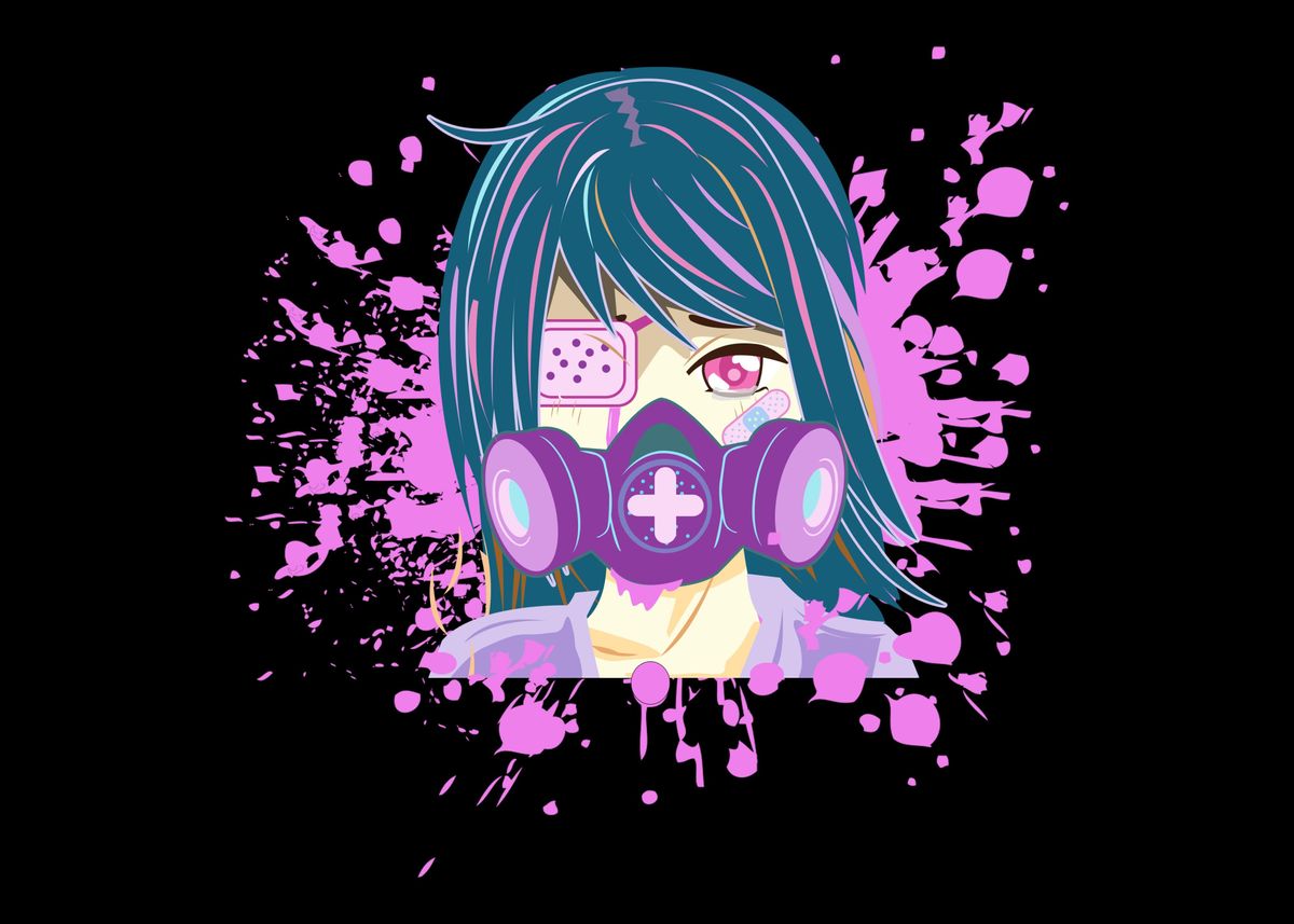 'Pastel Anime Girl Gas Mask' Poster, picture, metal print, paint by ...