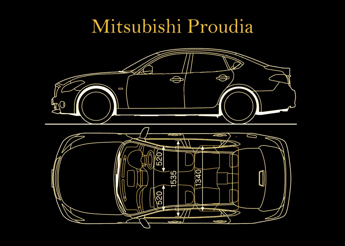 'Mitsubishi Proudia 2012 ' Poster, picture, metal print, paint by B & W ...