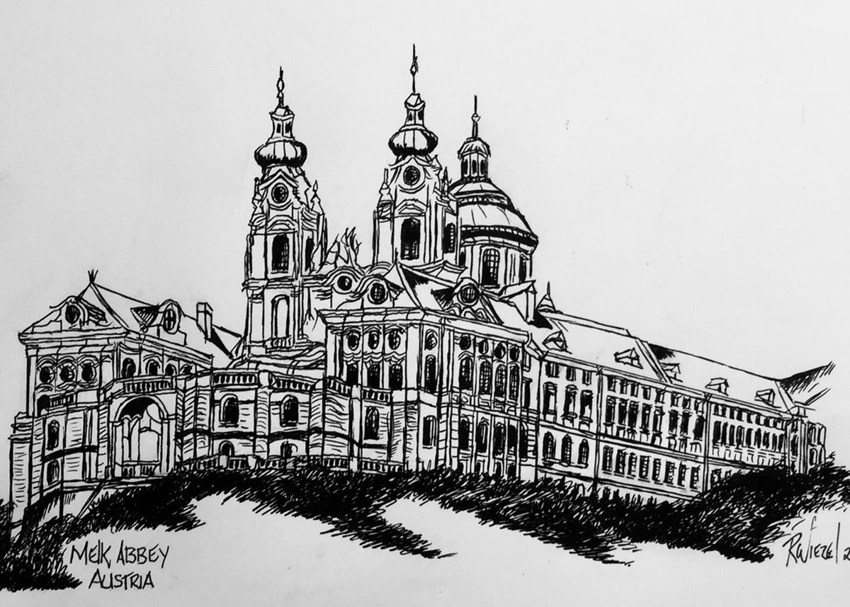 'Melk Abbey Austria' Poster, picture, metal print, paint by Rob Wiezel ...