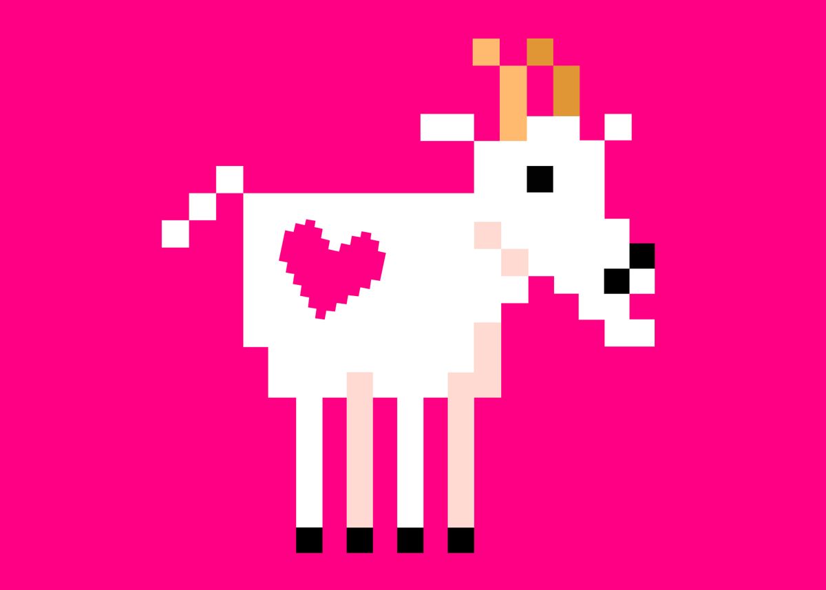 '8Bit Retro Pixel Goat' Poster, picture, metal print, paint by RAWWR ...