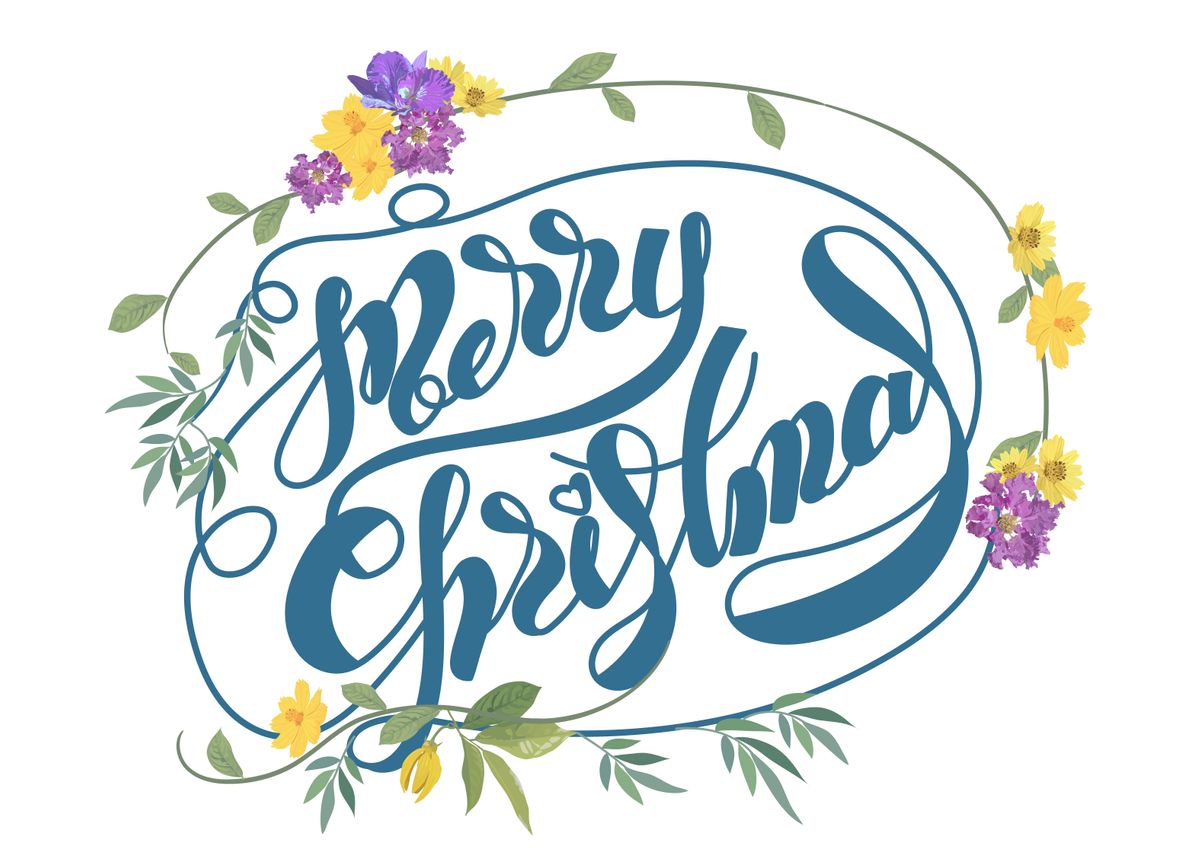 'Merry Christmas Lettering' Poster, picture, metal print, paint by ...