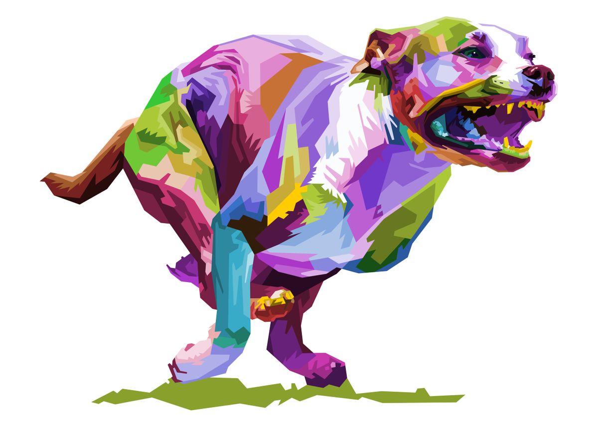 'colorful dog running' Poster by peri priatna | Displate