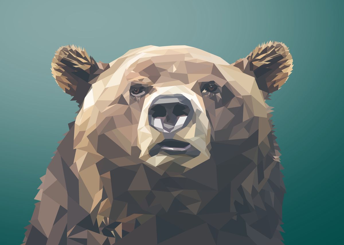 'Polygon bear' Poster, picture, metal print, paint by Eplemost | Displate
