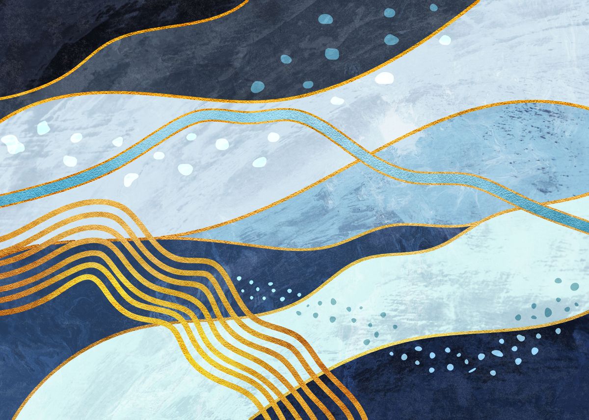 'Waves 05' Poster, picture, metal print, paint by amini54 | Displate