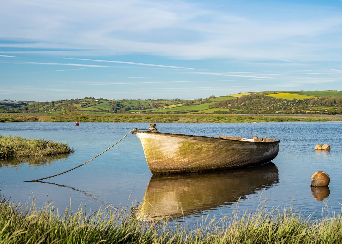 'Boat on Laugharne Estuary' Poster by Colin | Displate